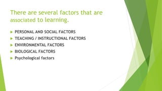 Factors associated with learning | PPTX