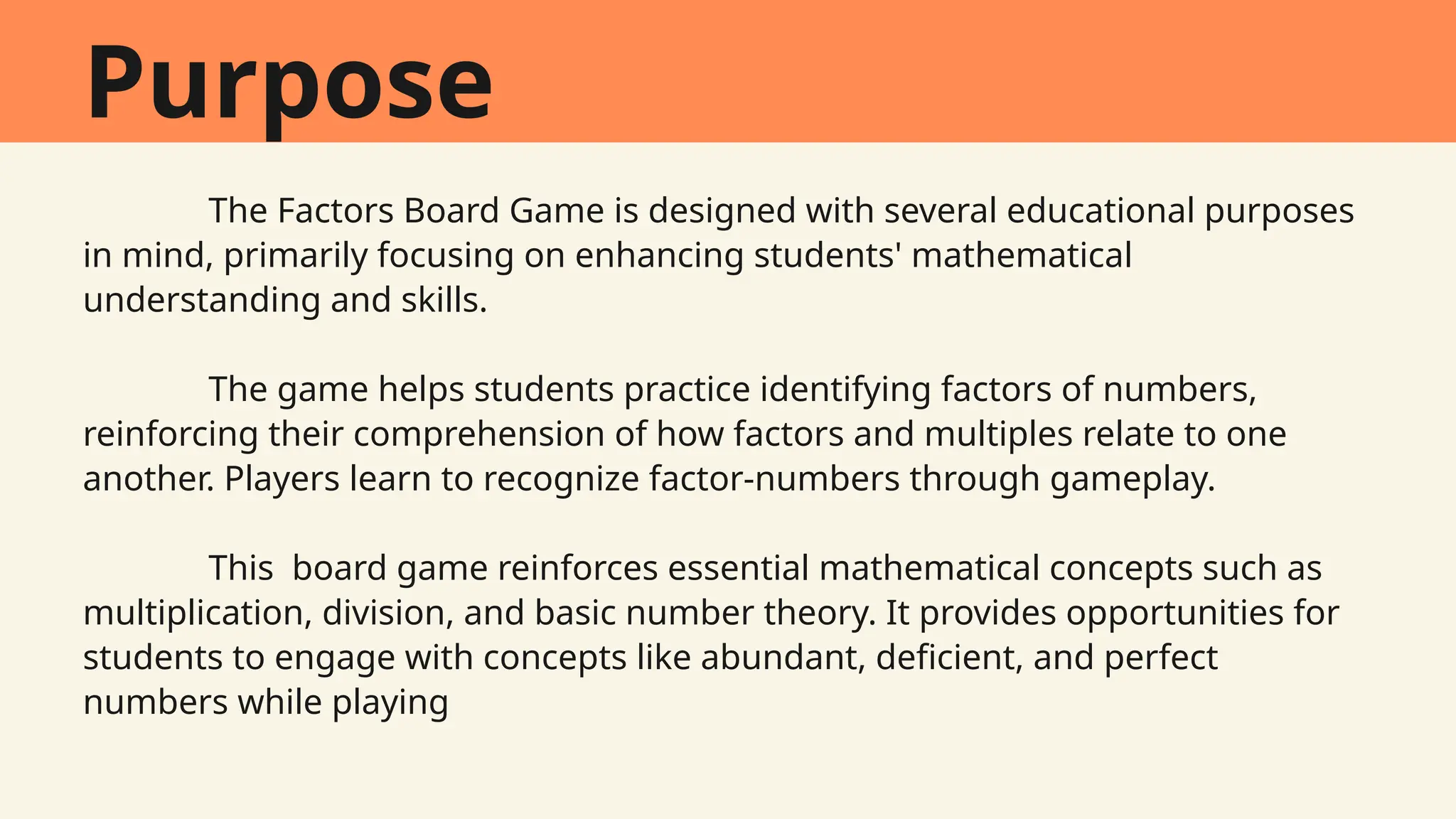 Factors Board Game for educational purposes | PPT