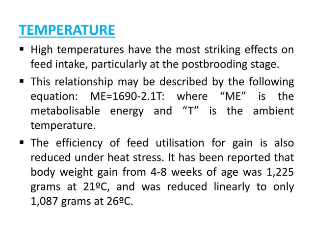 Factors influence feed intake in poultry | PPTX