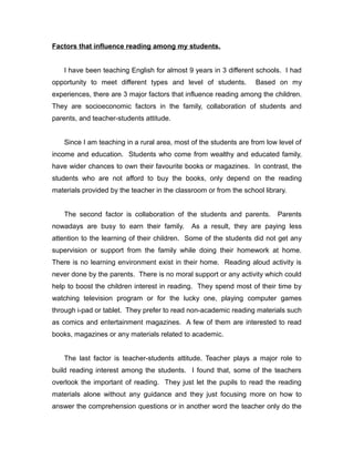 Factors influence reading | PDF