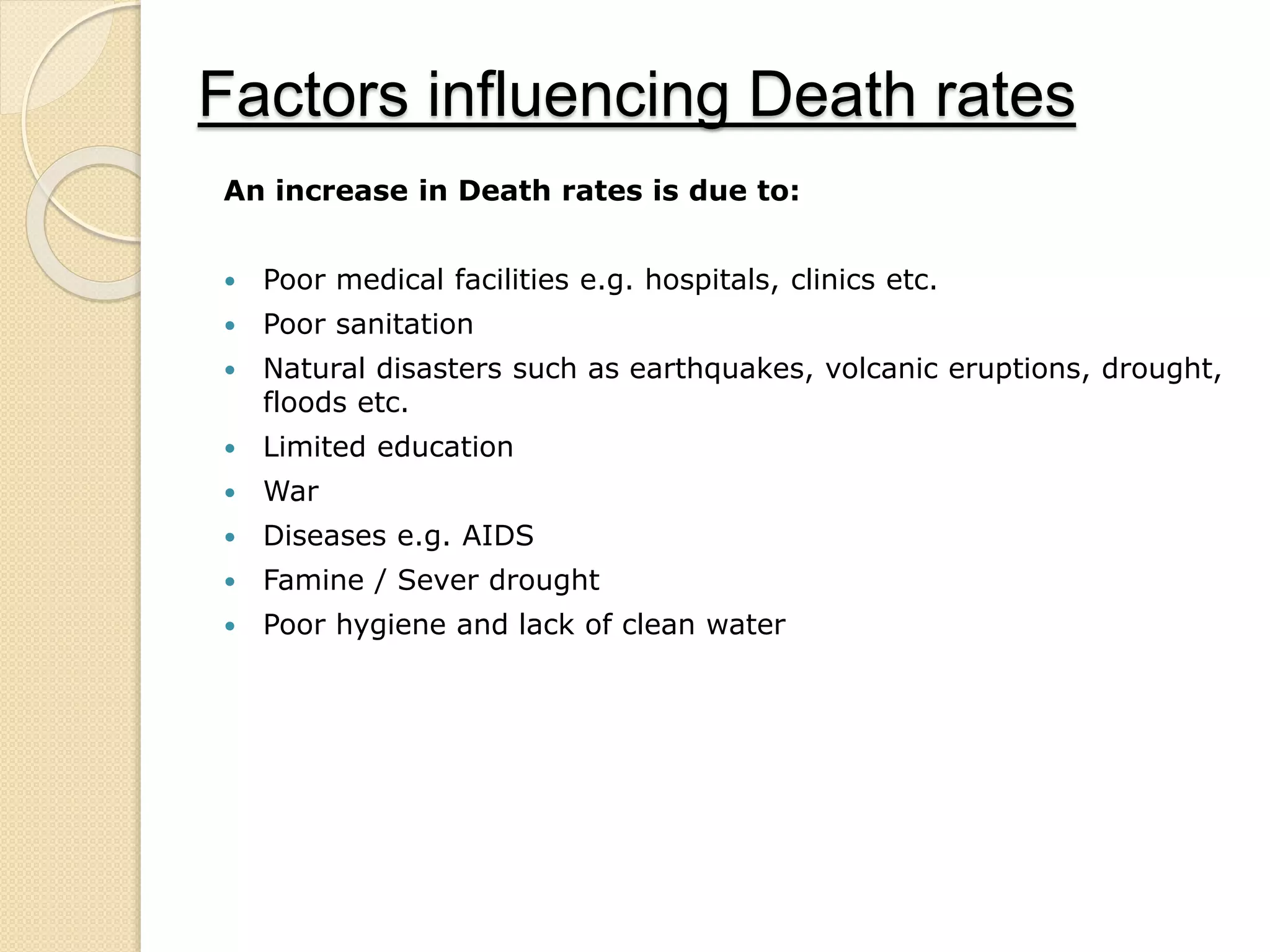 Factors influencing birth rate, death rate and net migration | PPTX