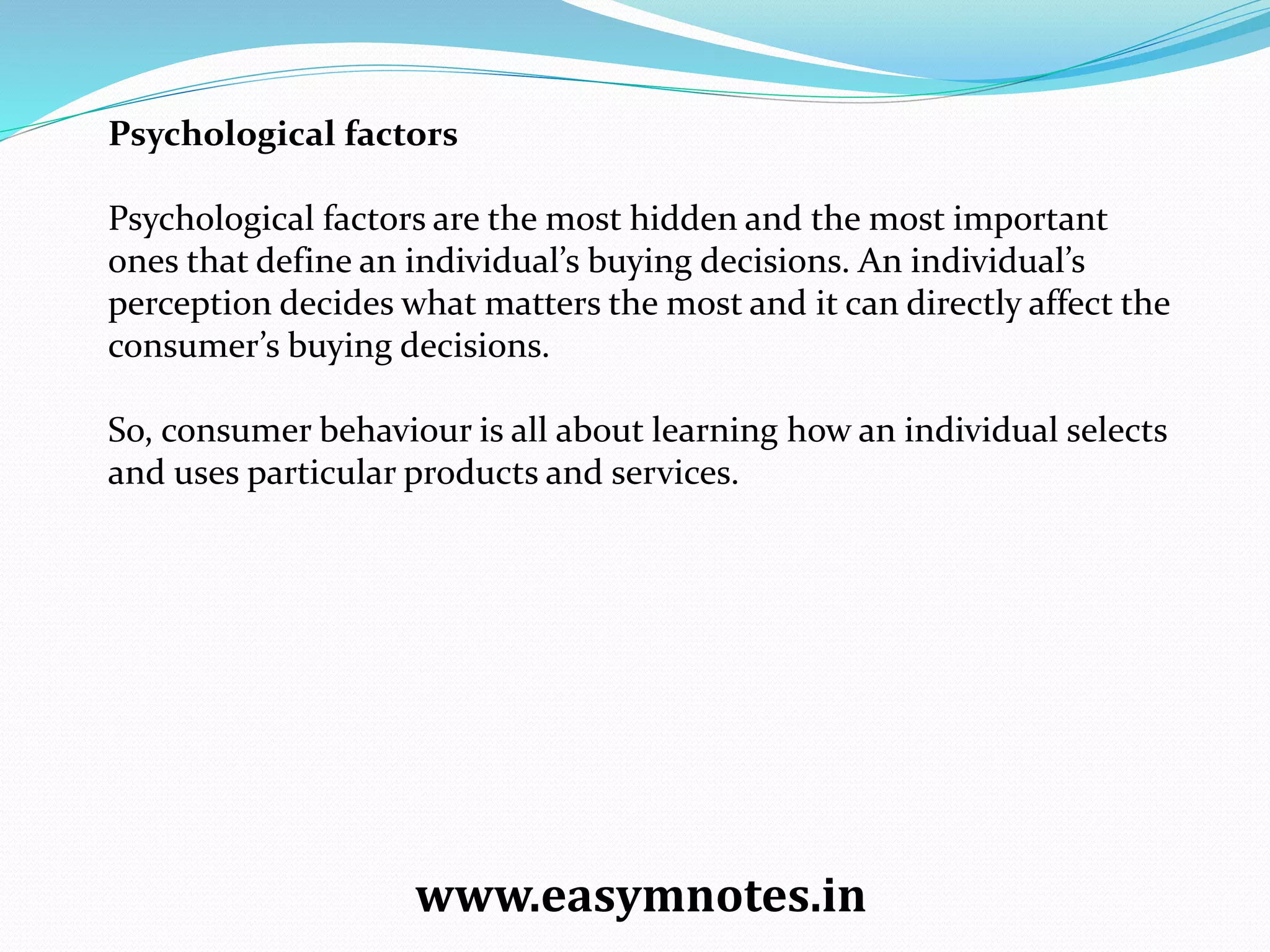 Factors influencing consumer behaviour | PPTX