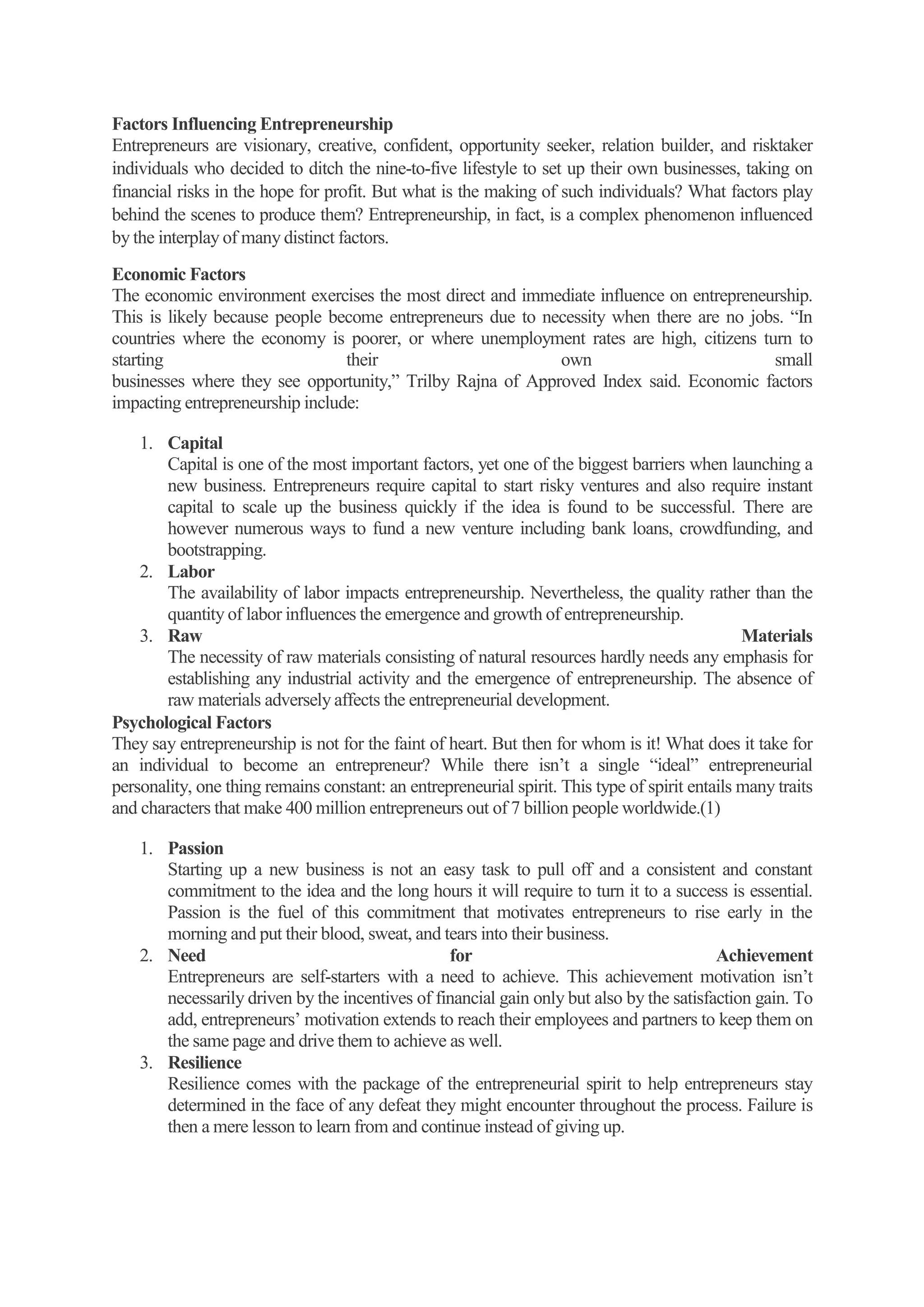 Factors Influencing Entrepreneurship.doc