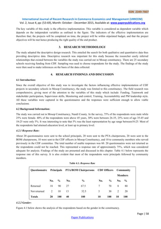 Factors Influencing Implementation of CDF Projects in Secondary Schools ...