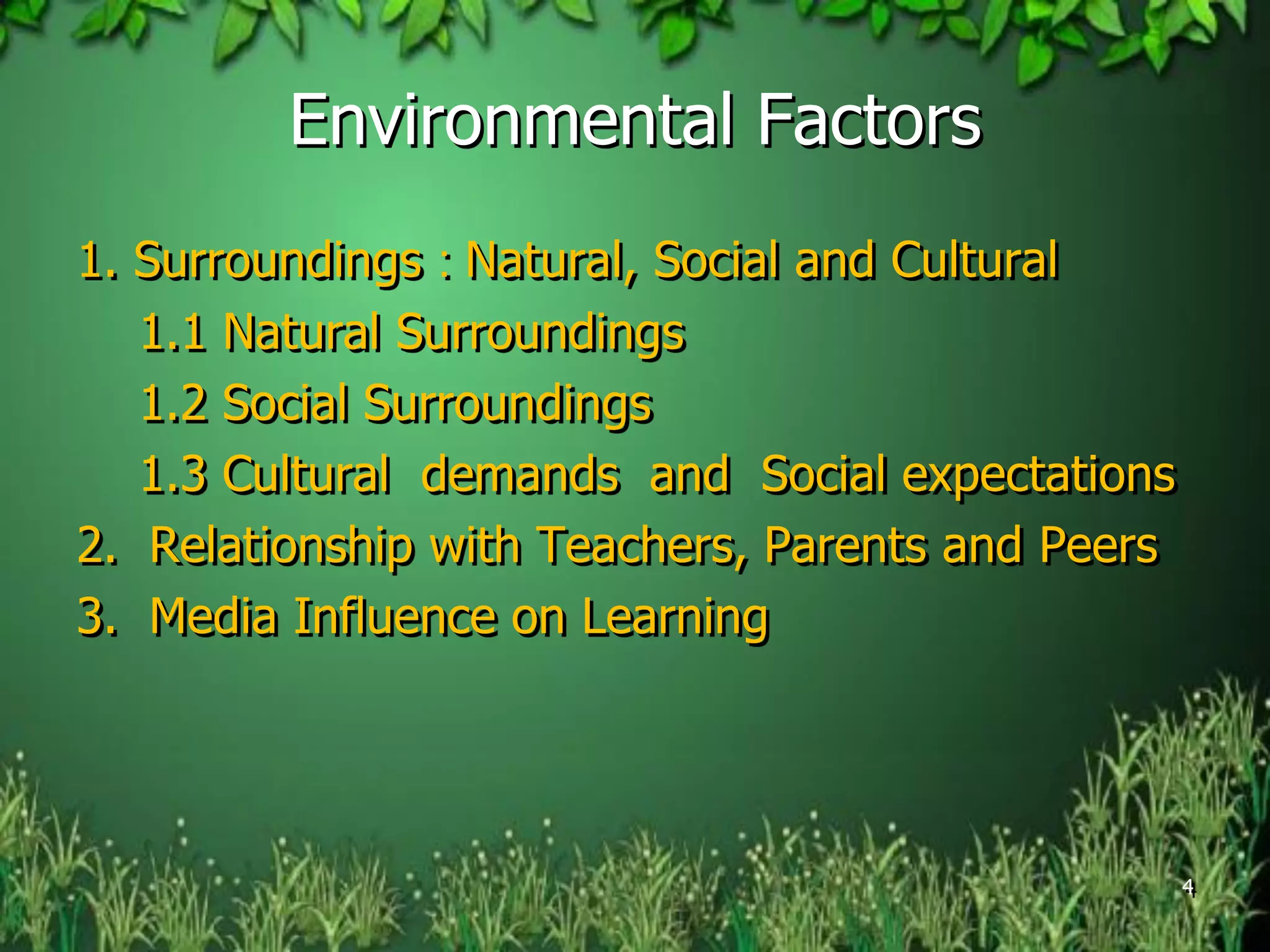 Factors influencing learning | PDF