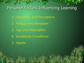 Factors influencing learning | PDF