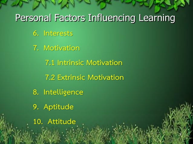 Factors influencing learning | PPT
