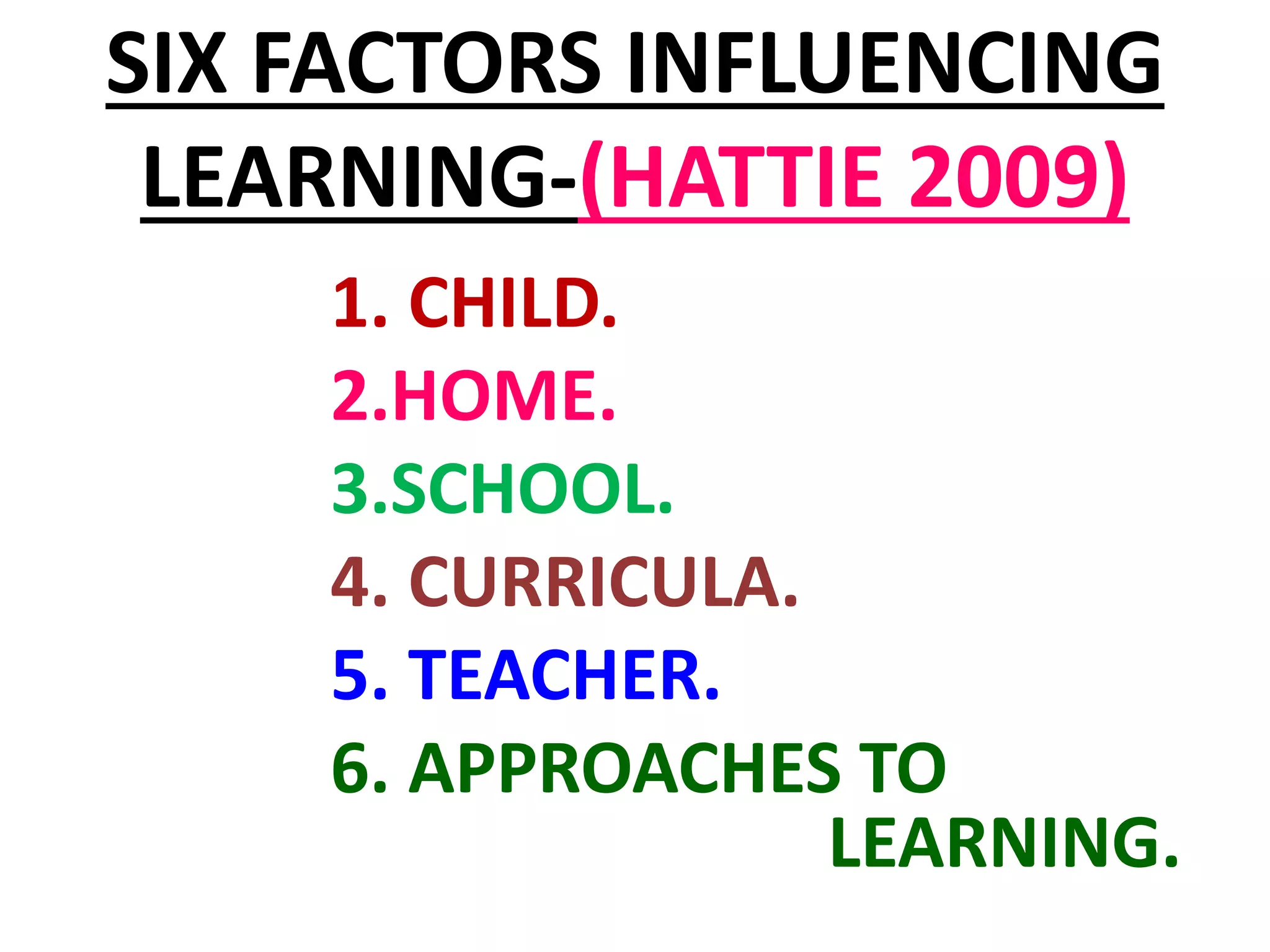 FACTORS INFLUENCING LEARNING | PPTX