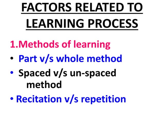 FACTORS INFLUENCING LEARNING | PPTX | Professional School ...