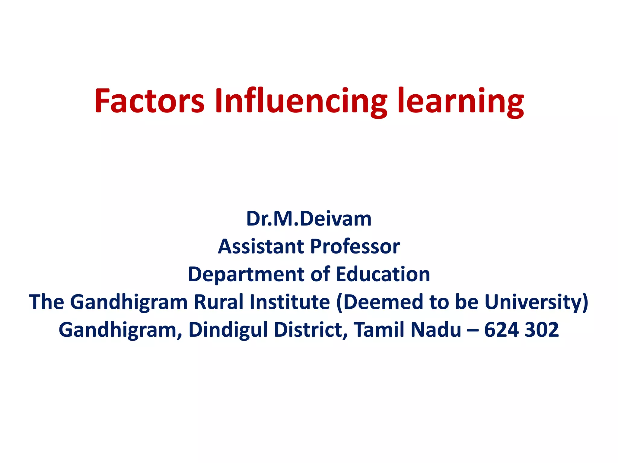 Factors influencing learning | PPT