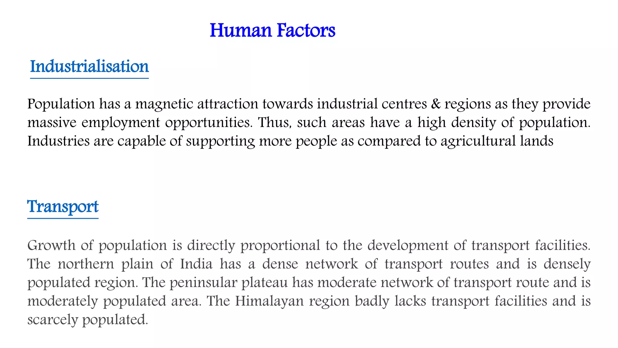 Factors influencing spatial distribution and density of population | PPTX