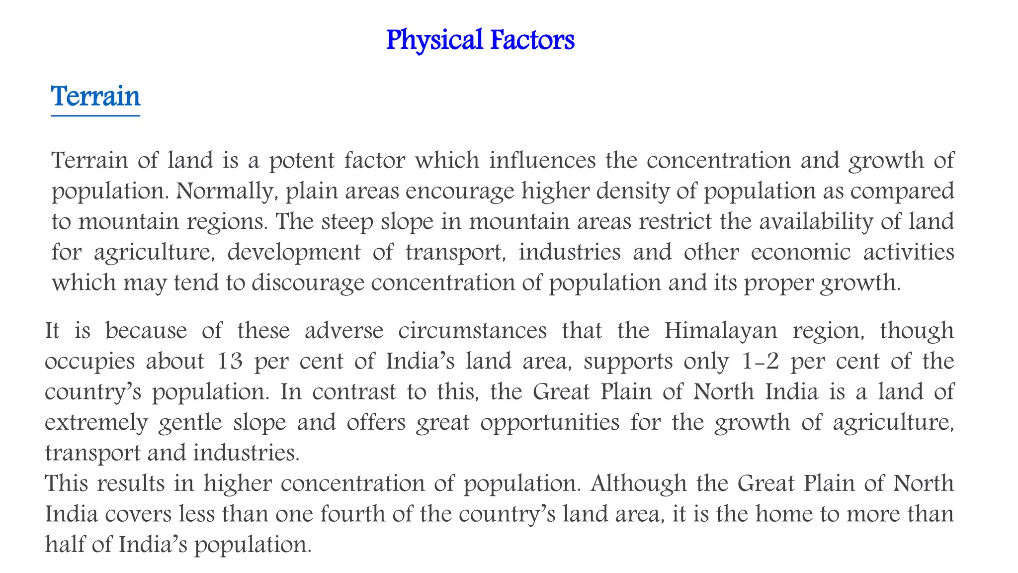 Factors influencing spatial distribution and density of population | PPTX