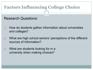Factors influencing student college choice power point show-4 | PPSX