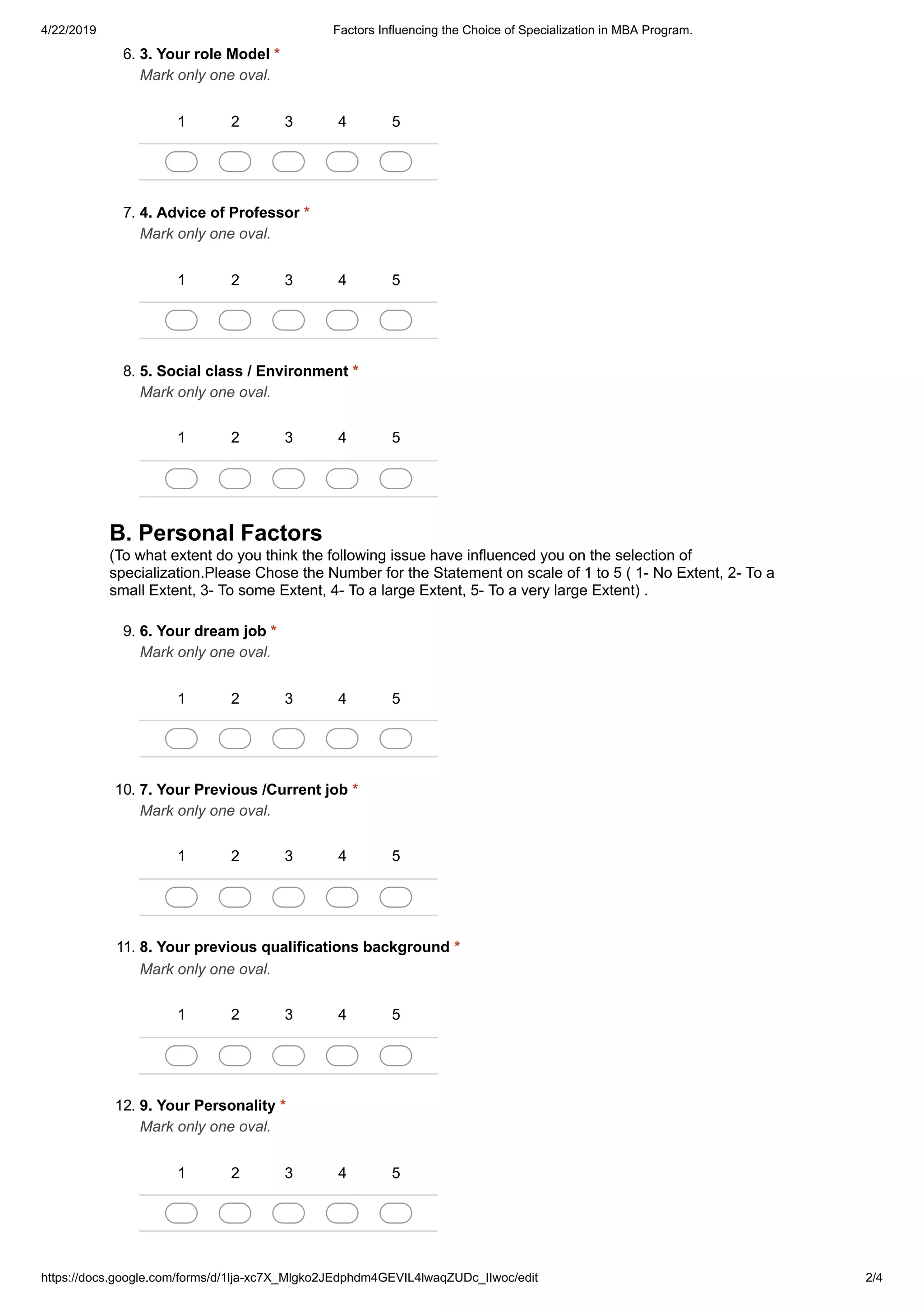 Factors influencing the choice of specialization in mba program.1 ...