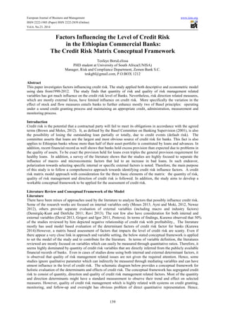 Factors influencing the level of credit risk | PDF