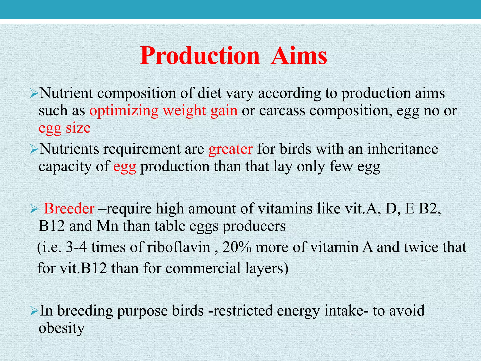 Factors influencing the nutrient requirements in poultry | PPTX