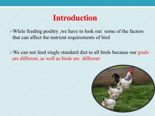 Factors influencing the nutrient requirements in poultry | PPTX