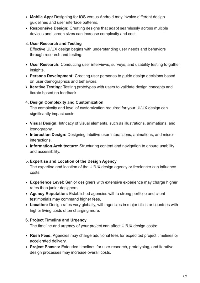 Factors Influencing Uiux Design Costs You Should Know Pdf 