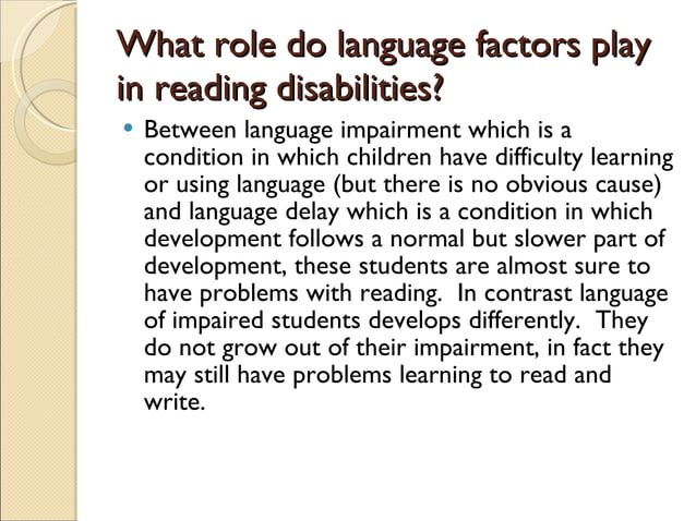 Factors Involved in Reading and Writing Difficulties Ch. 2 | PPT