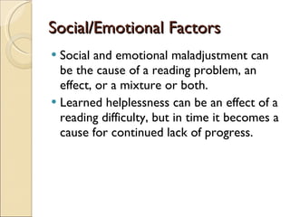 Factors Involved in Reading and Writing Difficulties Ch. 2 | PPT