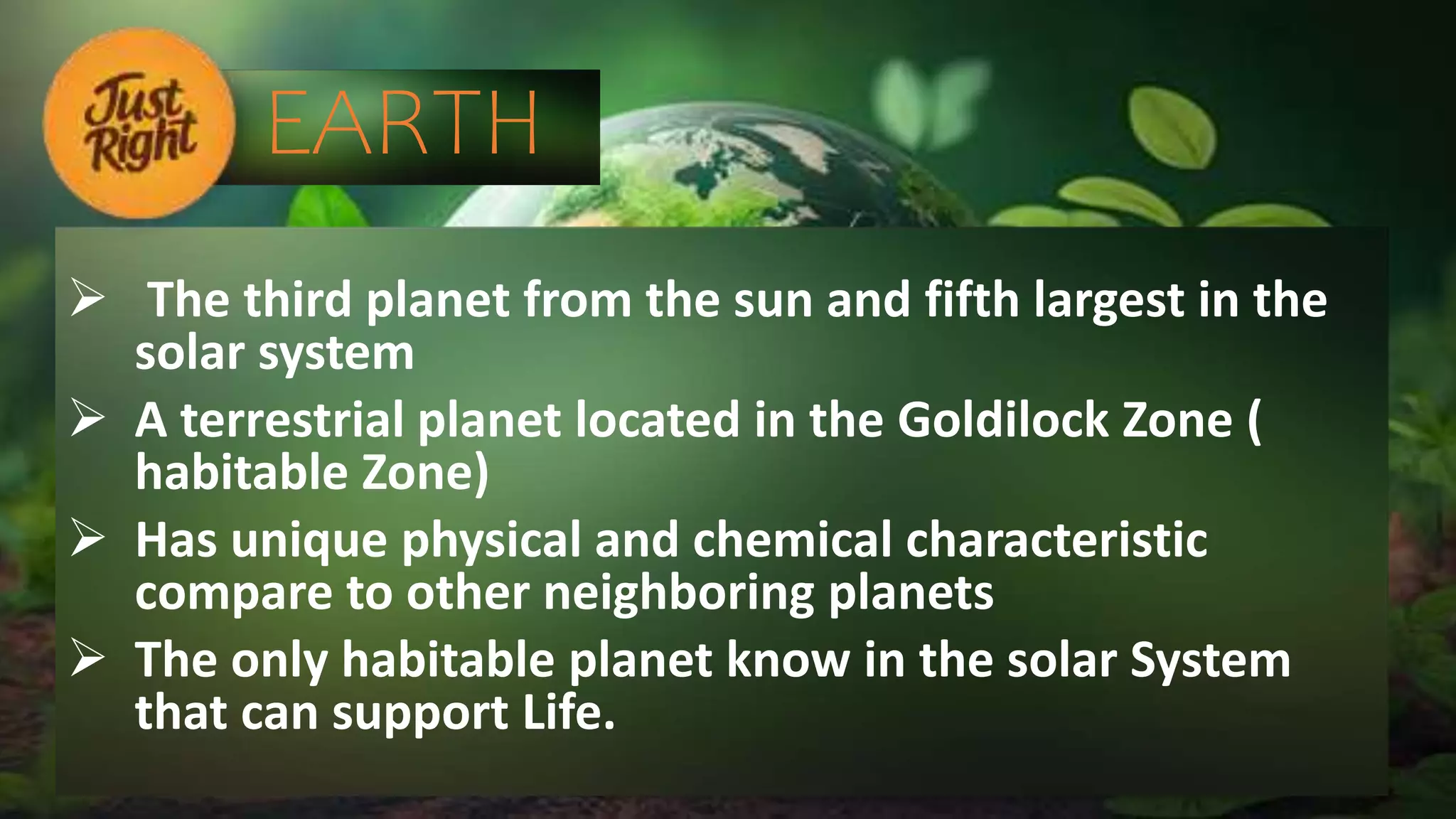 FACTORS MAKE PLANET EARTH HABITABLE.pptx