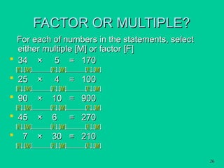 FACTORS_MULTIPLES for the grade 5 students | PPT
