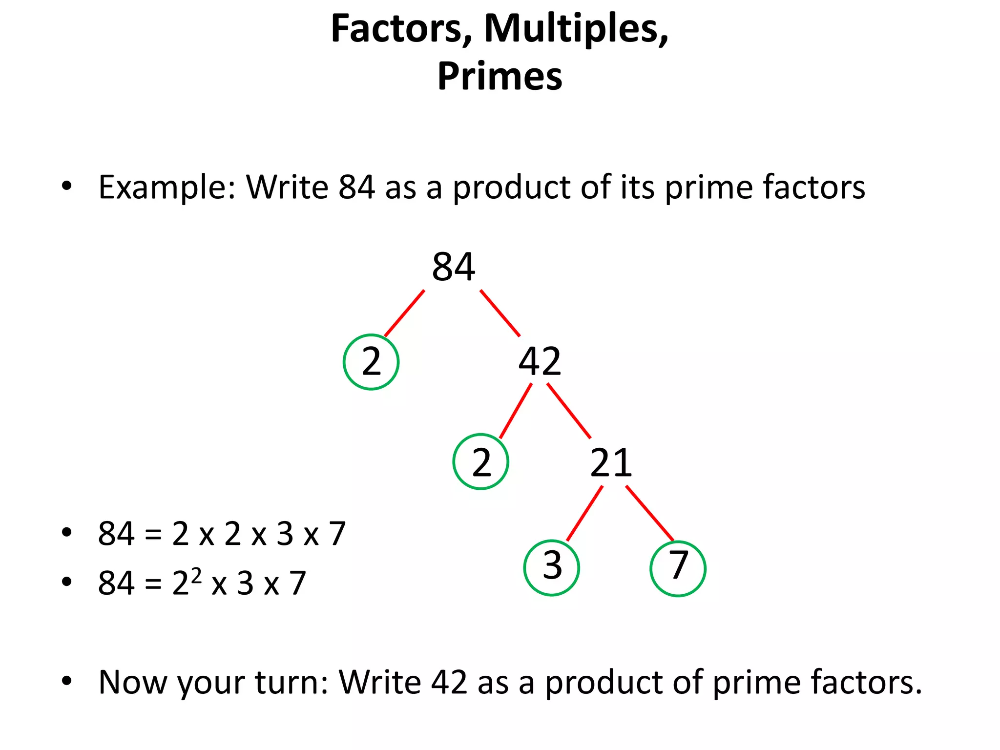 Factors, multiples and primes | PPTX
