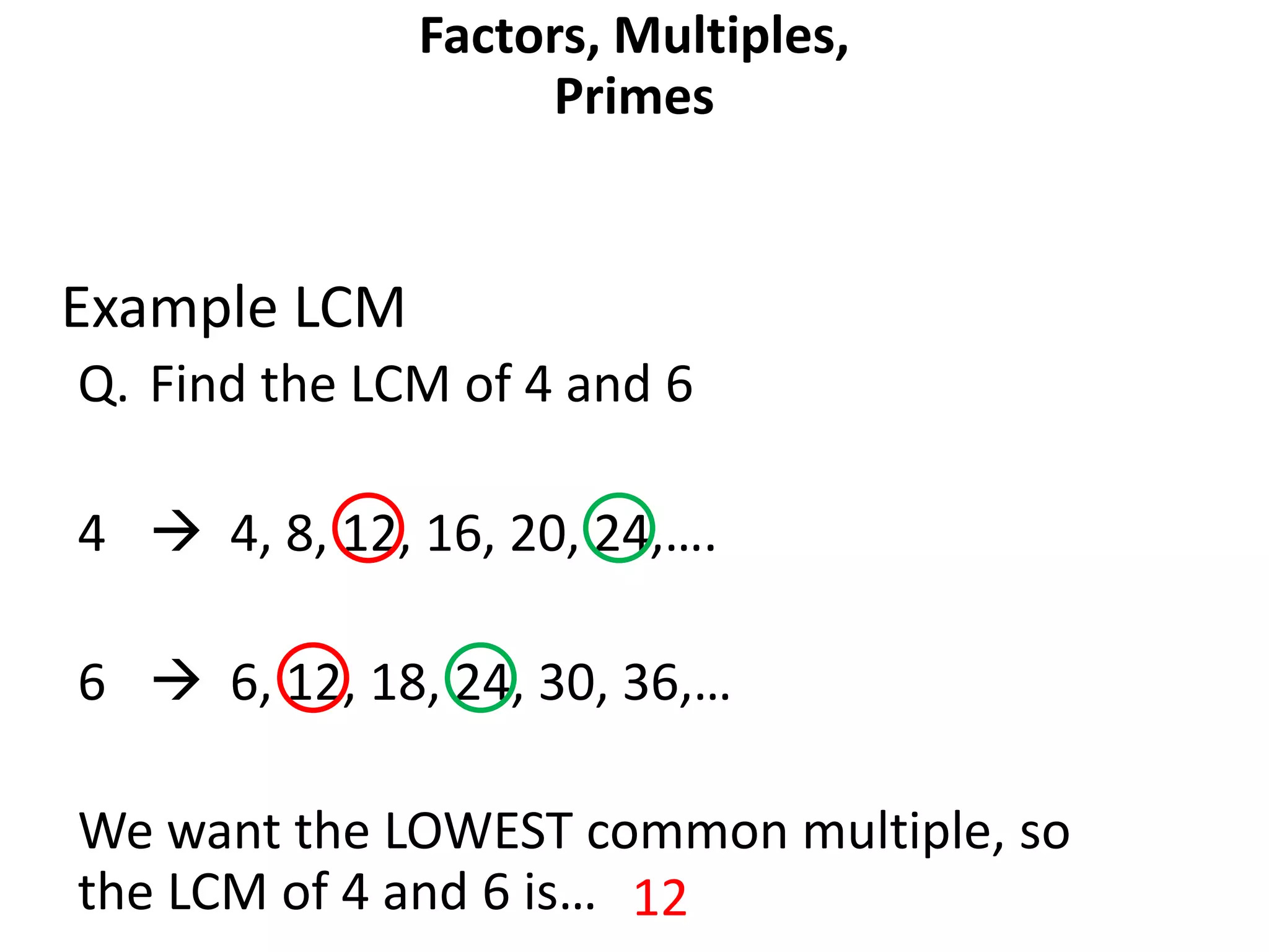 Factors, multiples and primes | PPTX