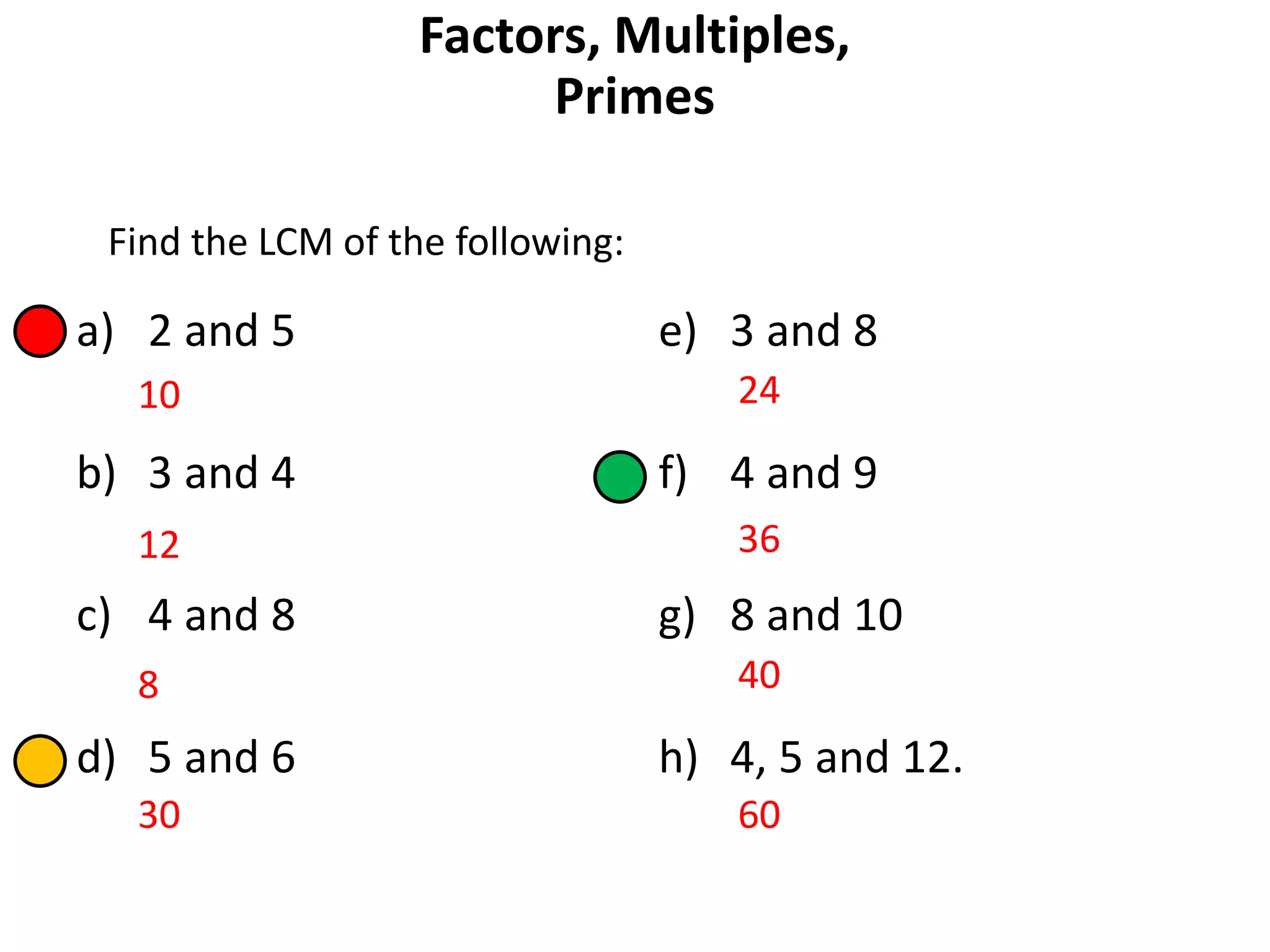 Factors, multiples and primes | PPTX