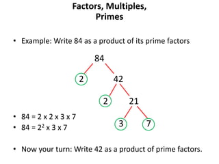Factors, multiples and primes | PPTX