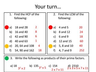Factors, multiples and primes | PPTX