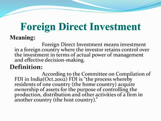 Factors of foreign direct investment | PPTX