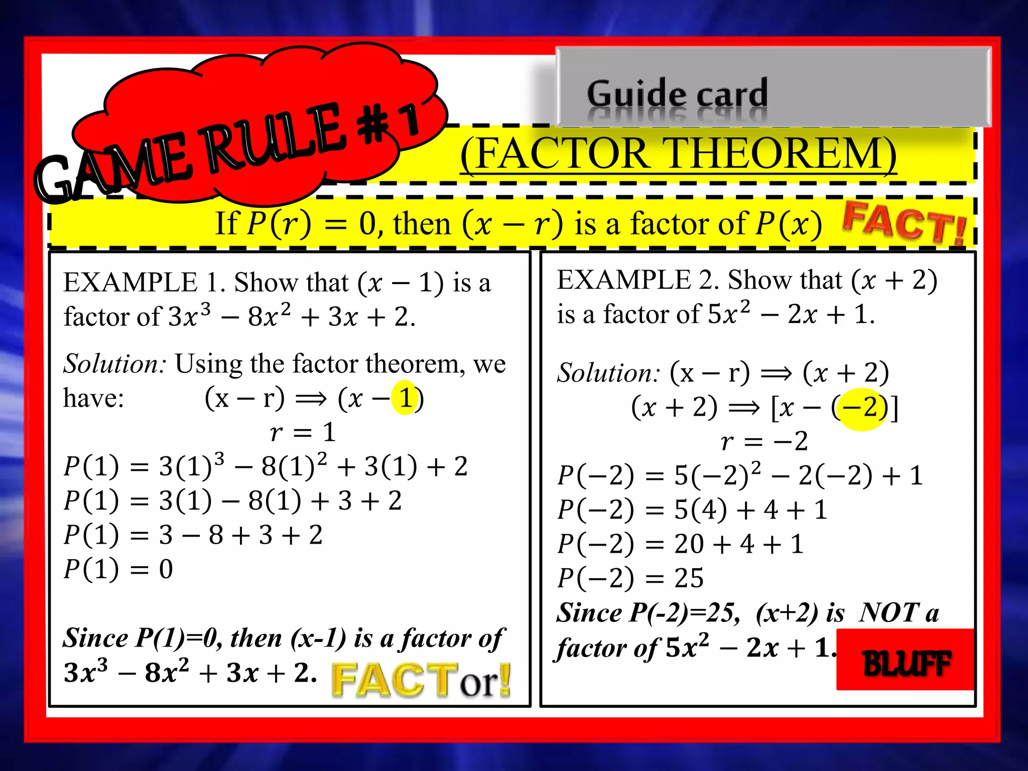 Factors of polynomial | PPT