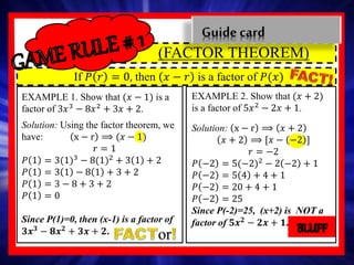 Factors of polynomial | PPTX