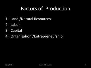 Factors of production | PPTX