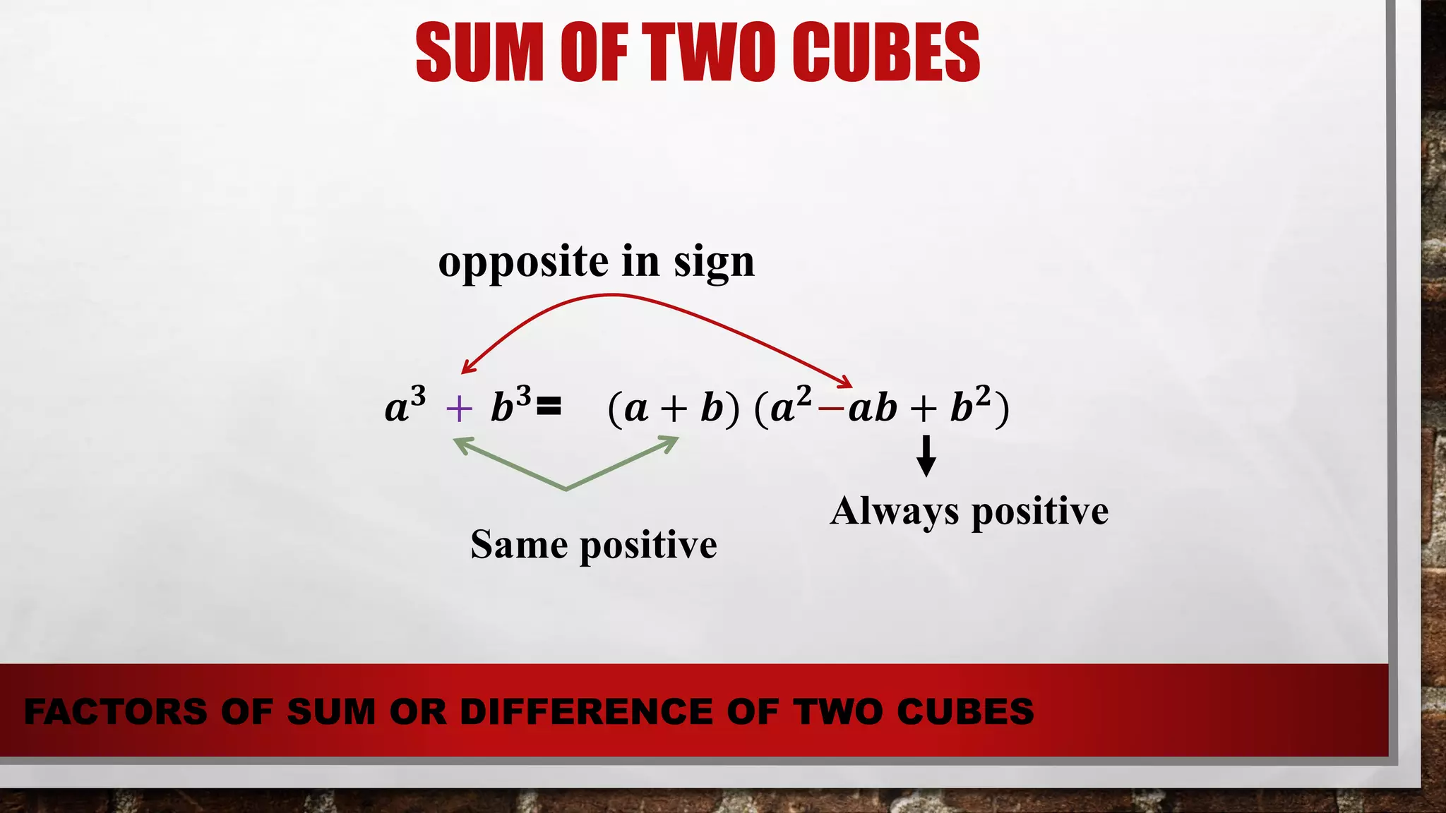 Factors of Sum or Difference of Two Cubes | PDF
