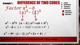 Factors of Sum or Difference of Two Cubes | PDF
