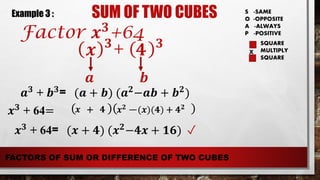 Factors of Sum or Difference of Two Cubes | PDF