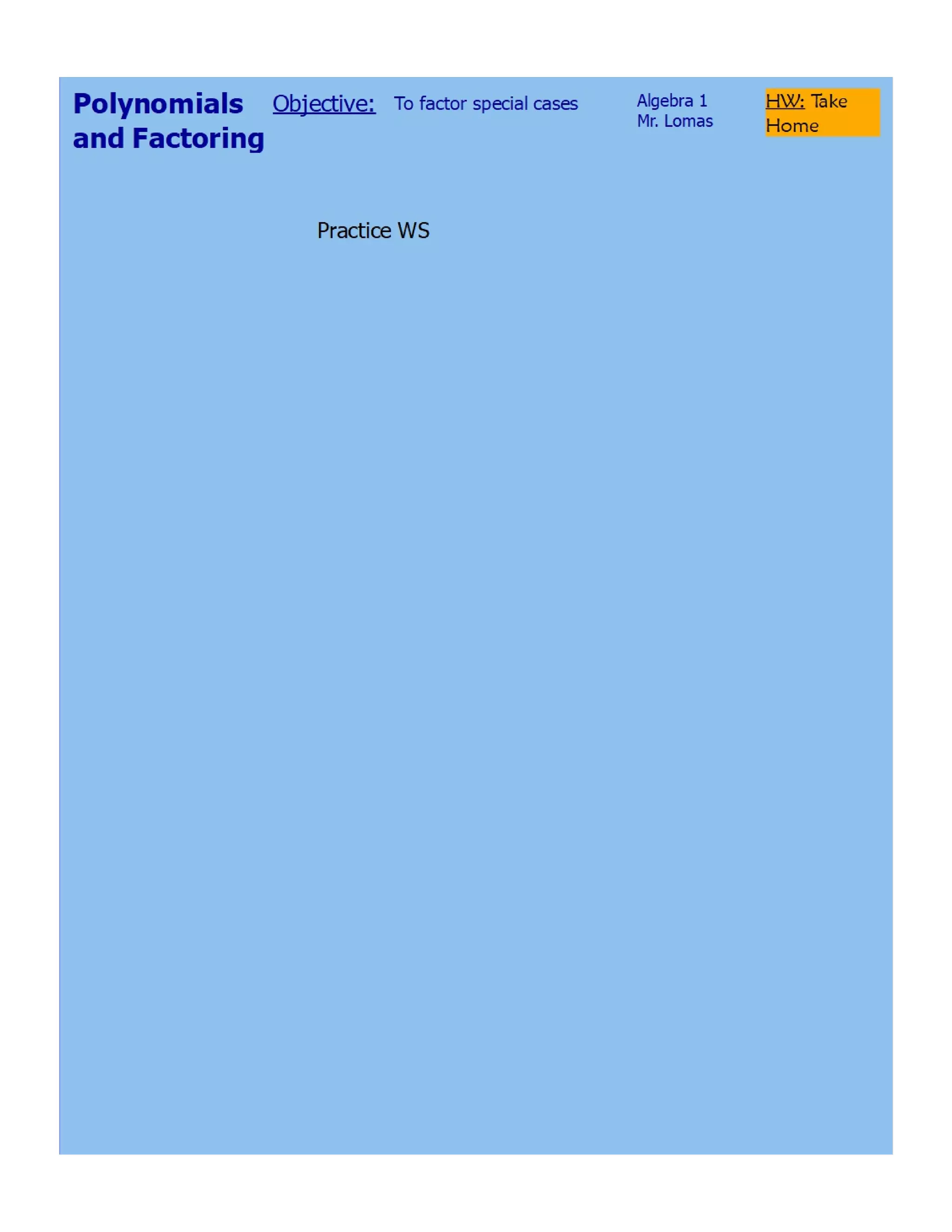 Factor special cases | PDF