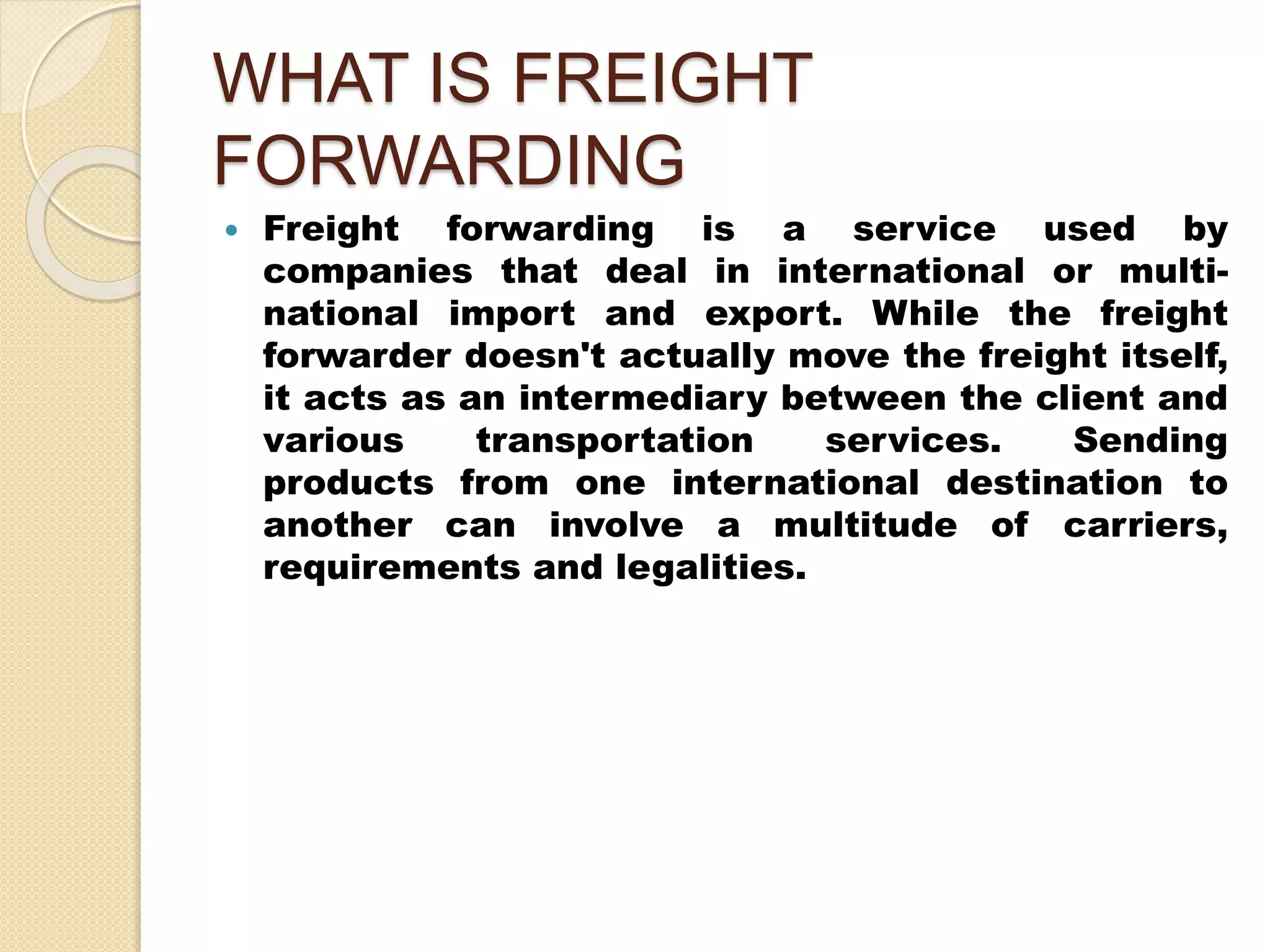 Factors related to freight forwarding in logistic company and supply chain management. | PPTX