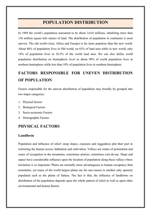 Distribution Of Population: Factors reposible for uneven distribution ...