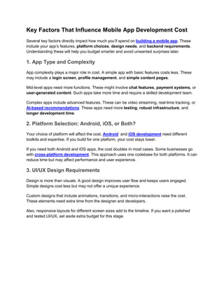 A Comprehensive Guide to Mobile App Development Cost Factors | PDF