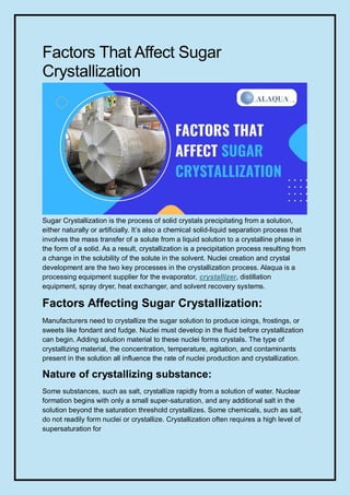 Factors That Affect Sugar Crystallization | PDF