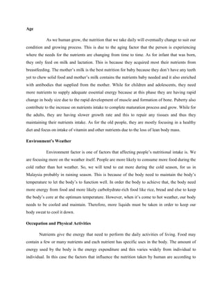 Factors that influence nutrition intake in human | DOCX