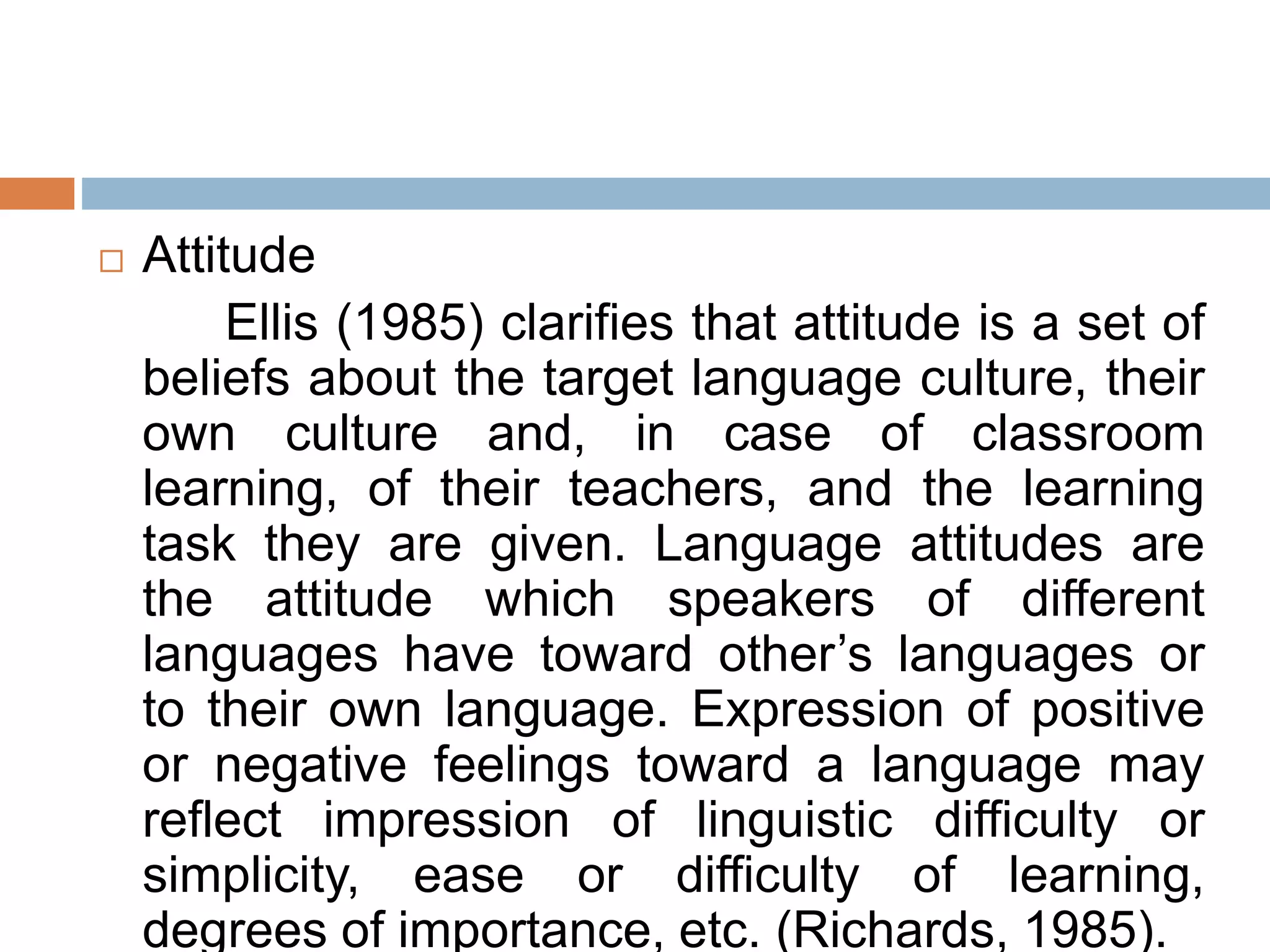Factors that influence second language acquisition and learning | PPTX