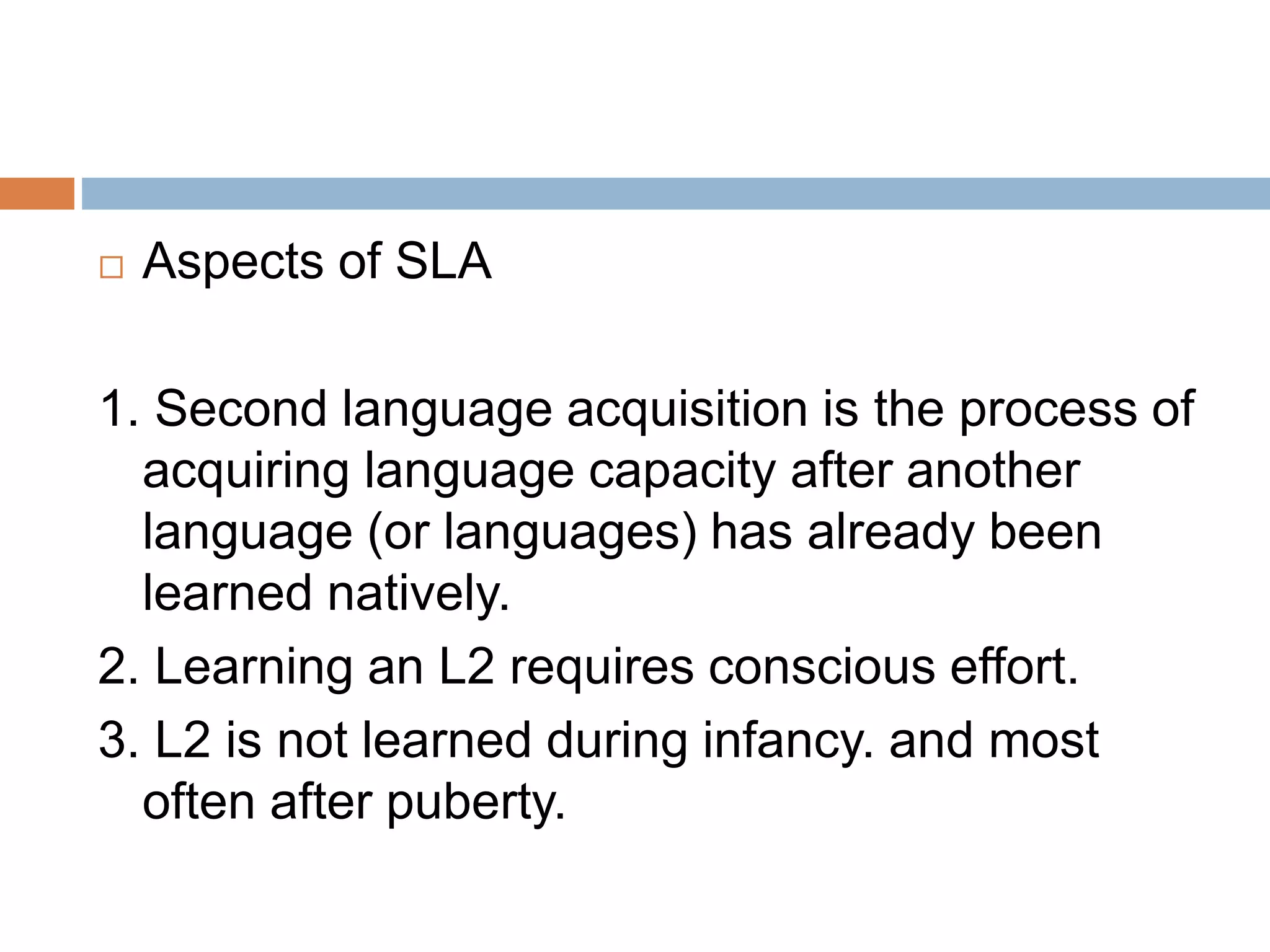 Factors that influence second language acquisition and learning | PPTX