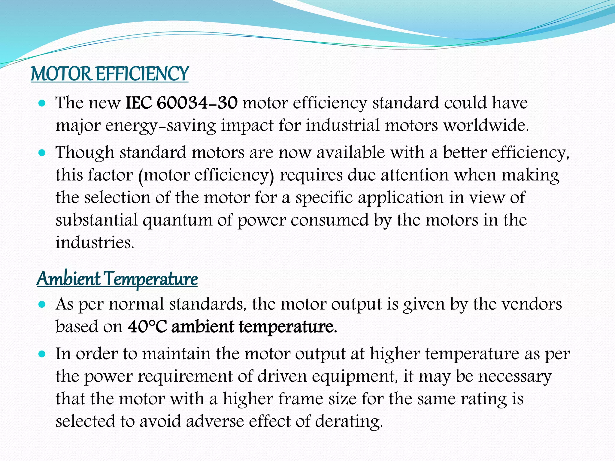 Factors to be considered for motor selection | PPTX