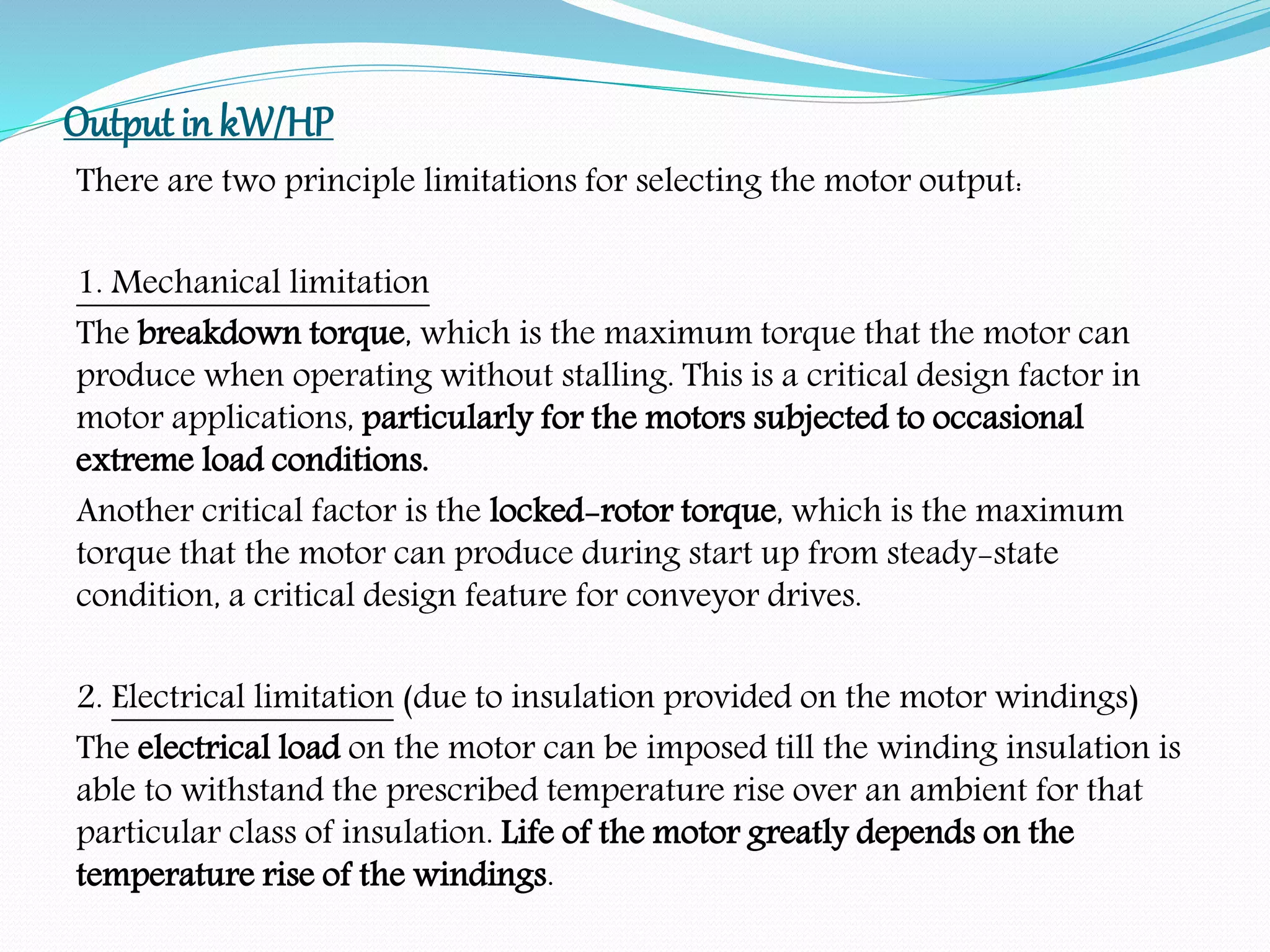 Factors to be considered for motor selection | PPTX