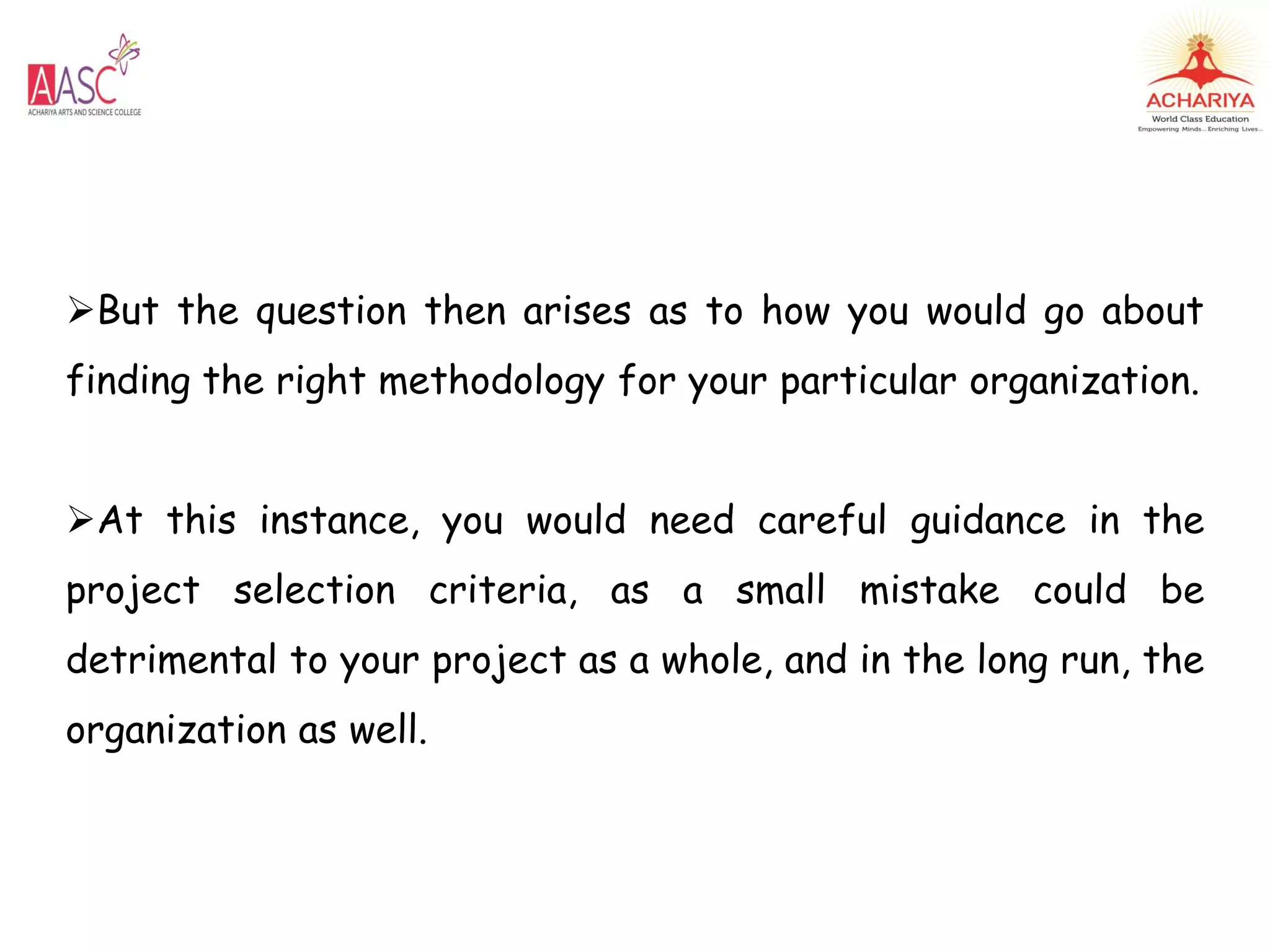 Factors to be considered for project selection | PDF