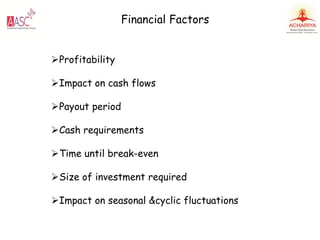 Factors to be considered for project selection | PDF